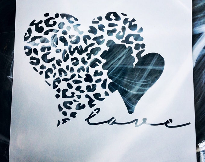 Tiger Print Heart Stencil, Reusable Tiger Print Heart Stencil, Art ...
