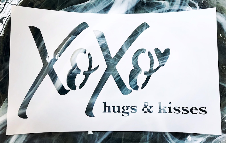 Reusable XOXO Stencil Valentine Stencil Hugs and Kisses - Etsy