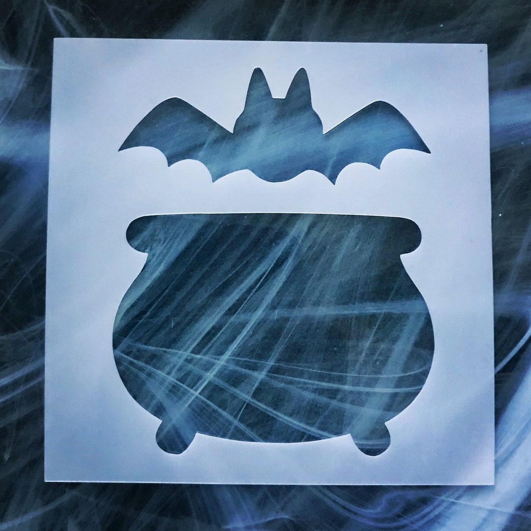 Halloween Stencil, Reusable Bat and Cauldron Stencil, Halloween Decor ...