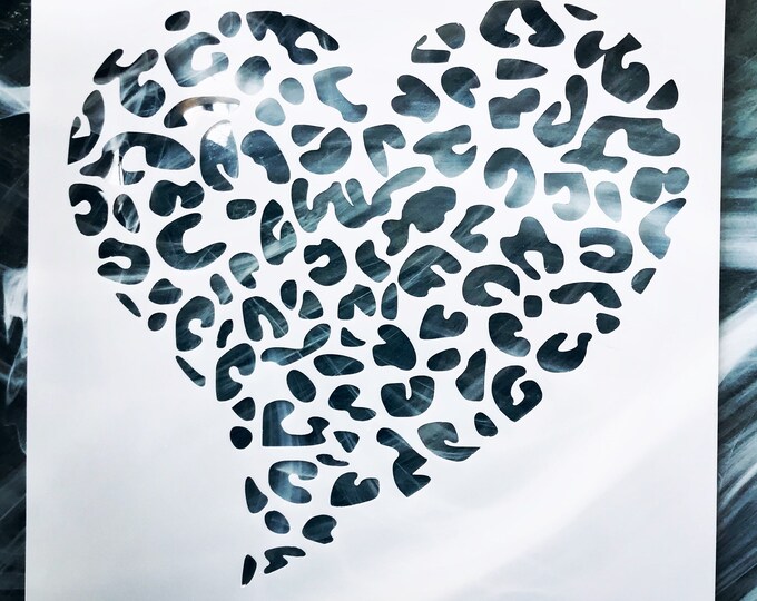 Tiger Print Heart Stencil, Reusable Tiger Print Heart Stencil, Art ...