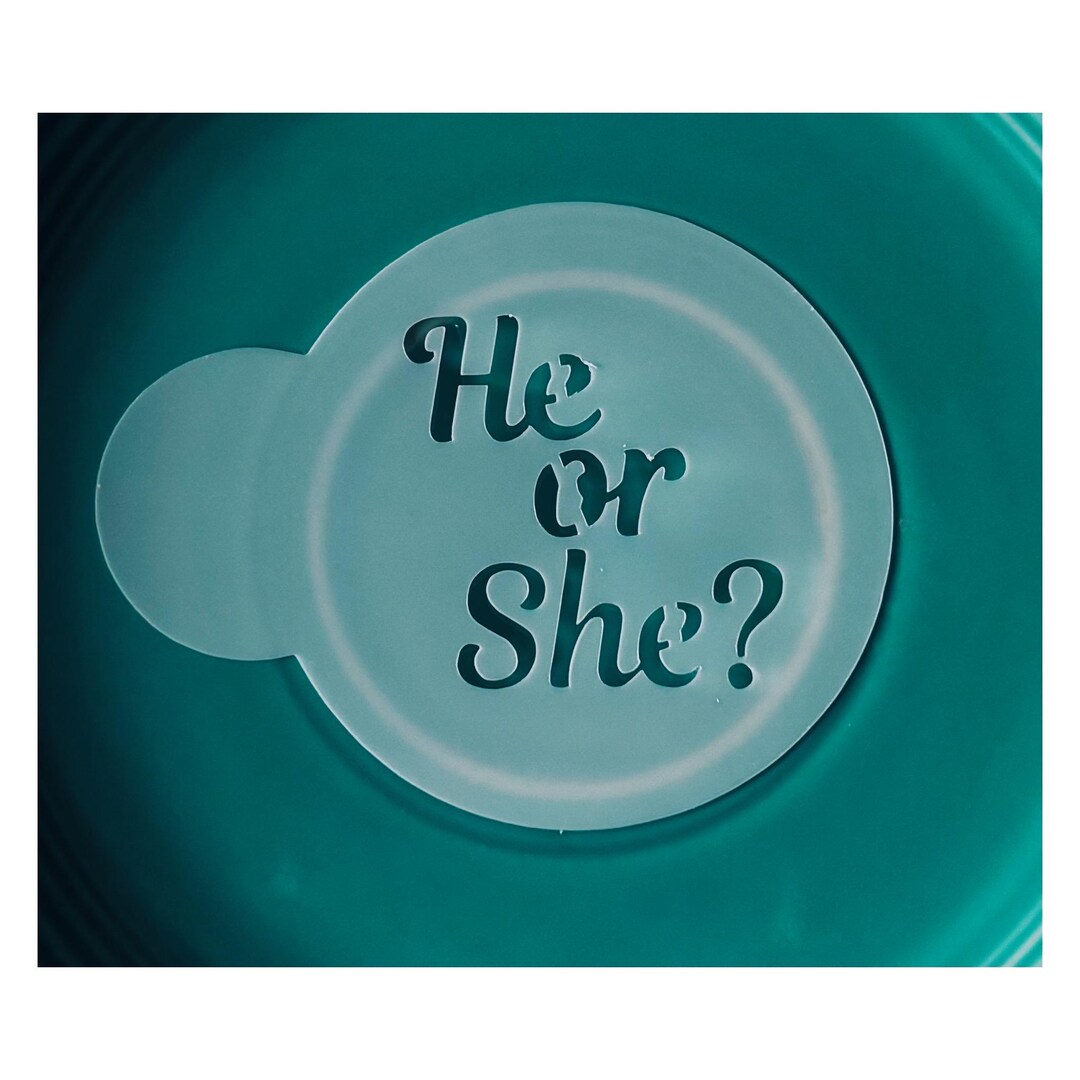 Baby Reveal Stencil, He or She Cookie Stencil, Reusable Baby Stencil ...
