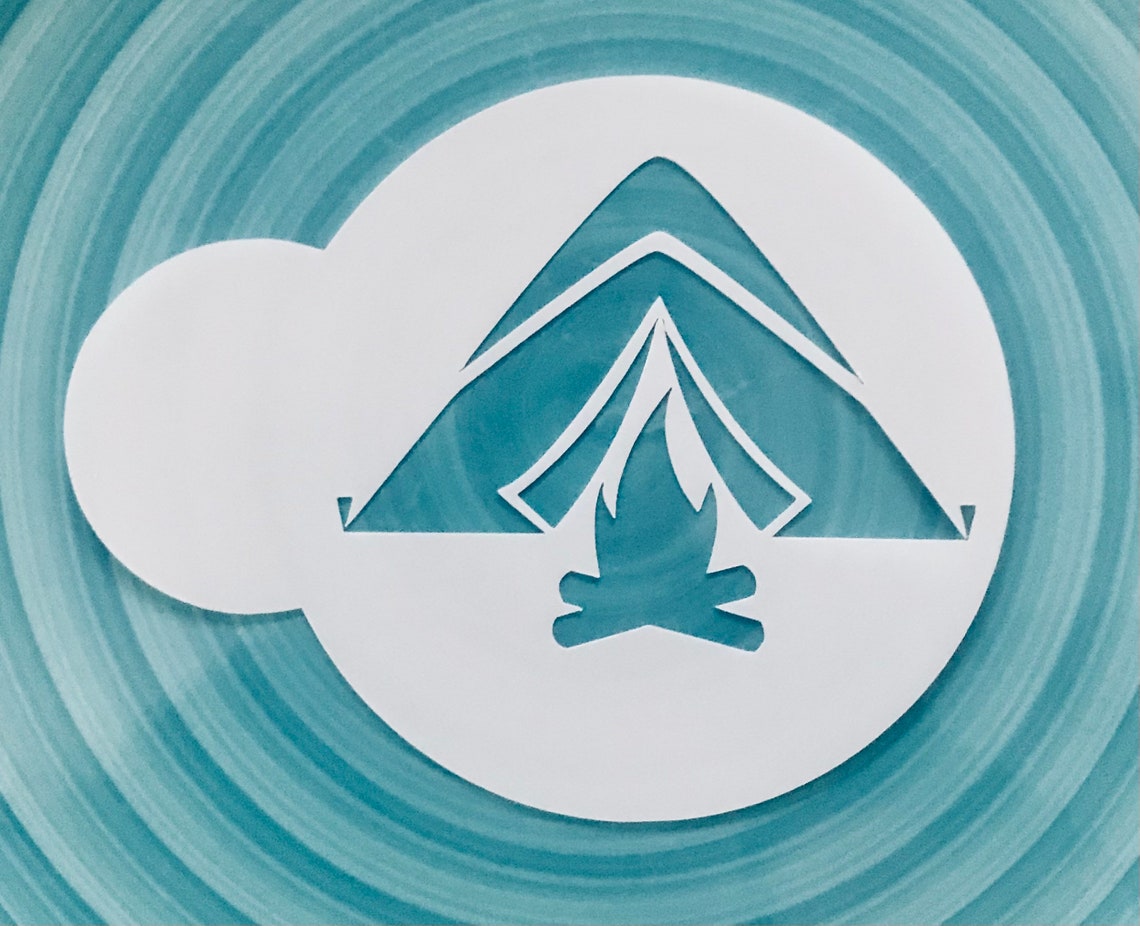 Camping Cookie Stencil Tent Cookie Stencil Reusable Campfire | Etsy