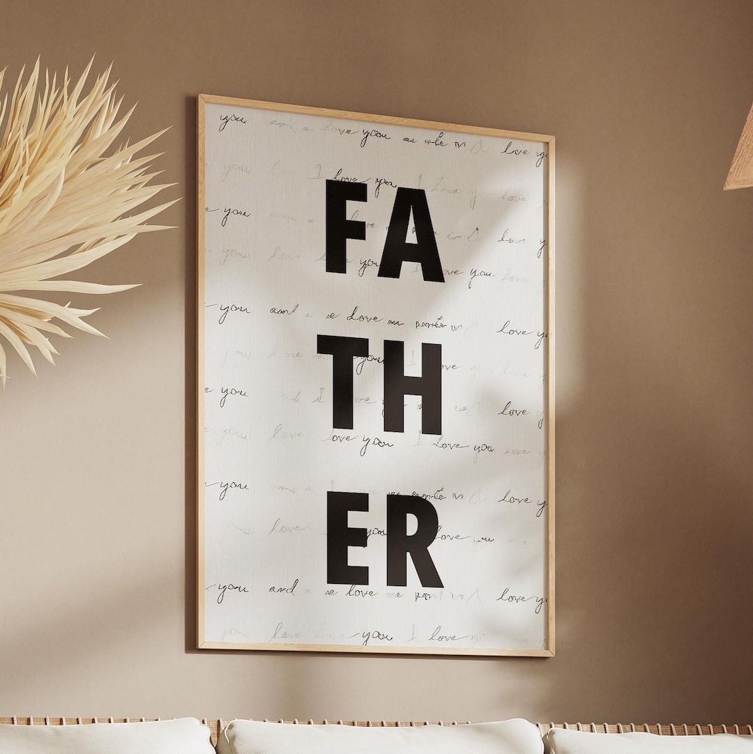 FATHER Wall Art Printable – Minimalist Typography Poster, Black & White ...