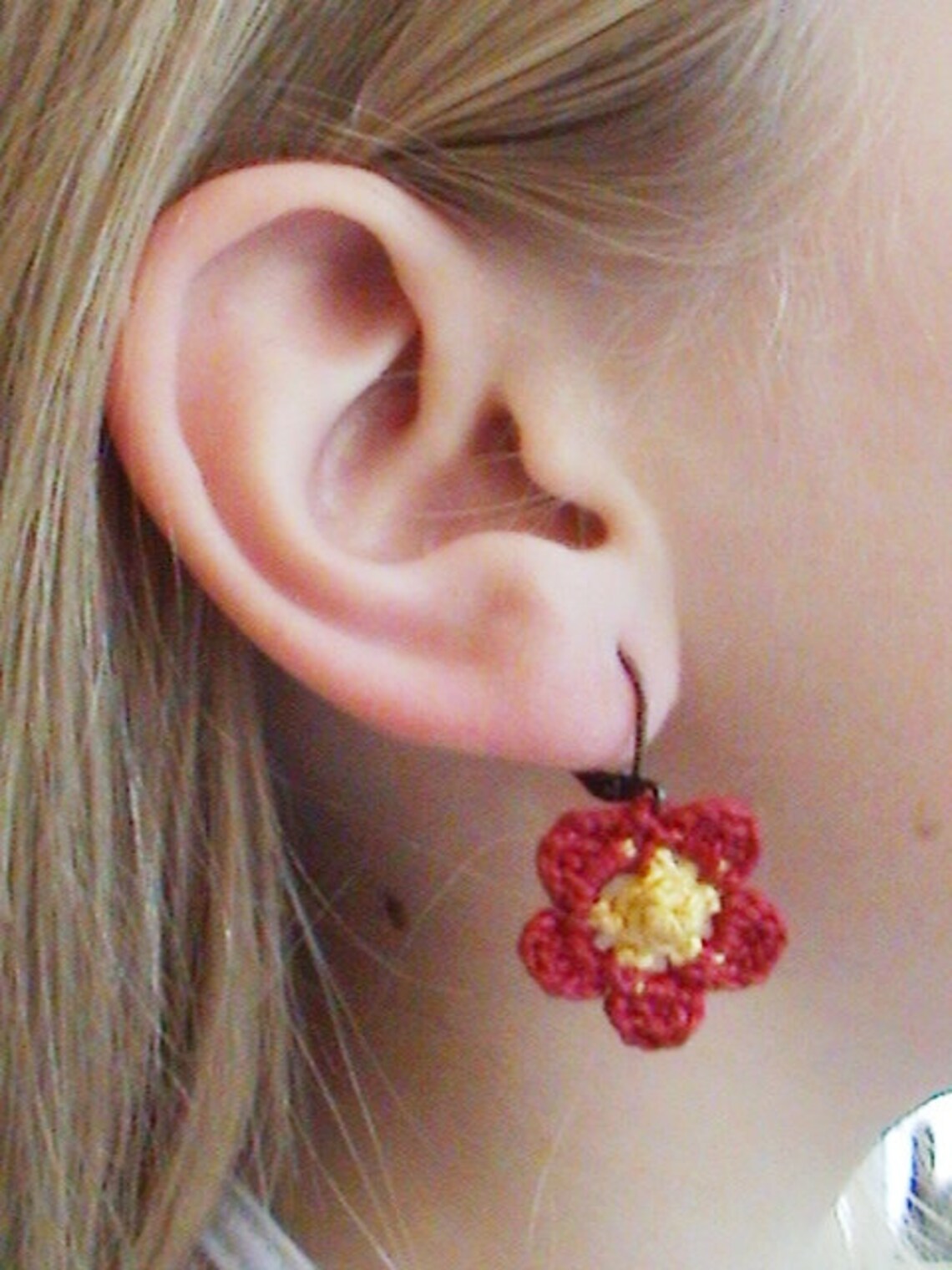 Blue and Yellow Primrose Earrings Crochet Flower Earrings Whimsy ...