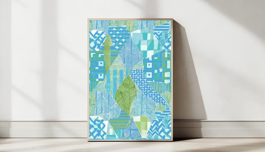 Geometric Patchwork Digital Art Print | Nordic Modern Wall Art ...