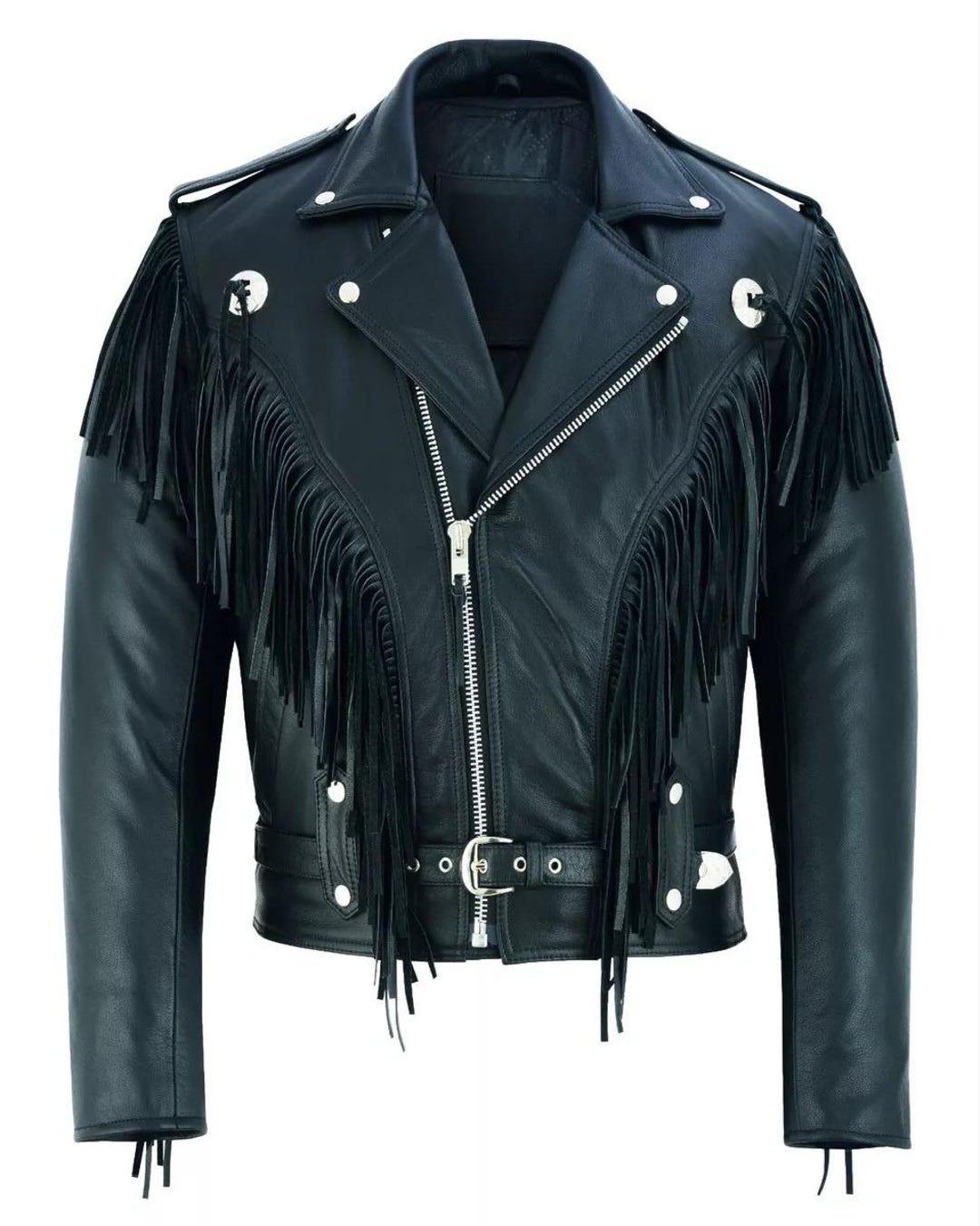 Vintage Black Fringe Leather Biker Jacket: Western Rocker Style - Etsy