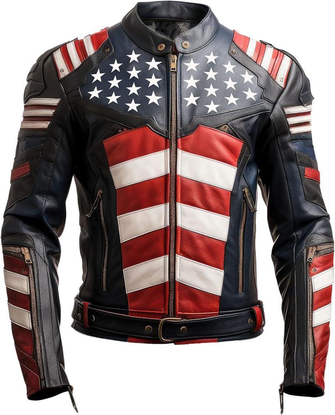 American Flag Leather Jacket Star Spangled Leather Jacket Biker Style ...