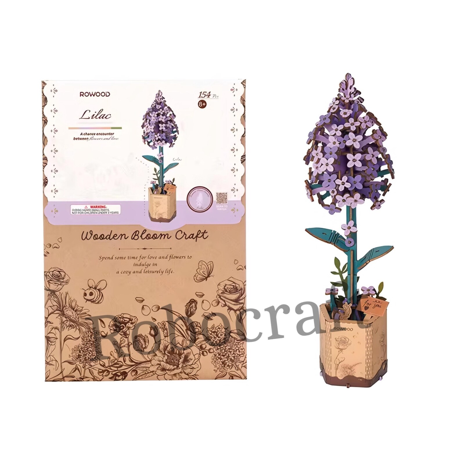Handmade Wooden Flower Puzzle -DIY 3D Lilac Flower Bouquet Handmade ...