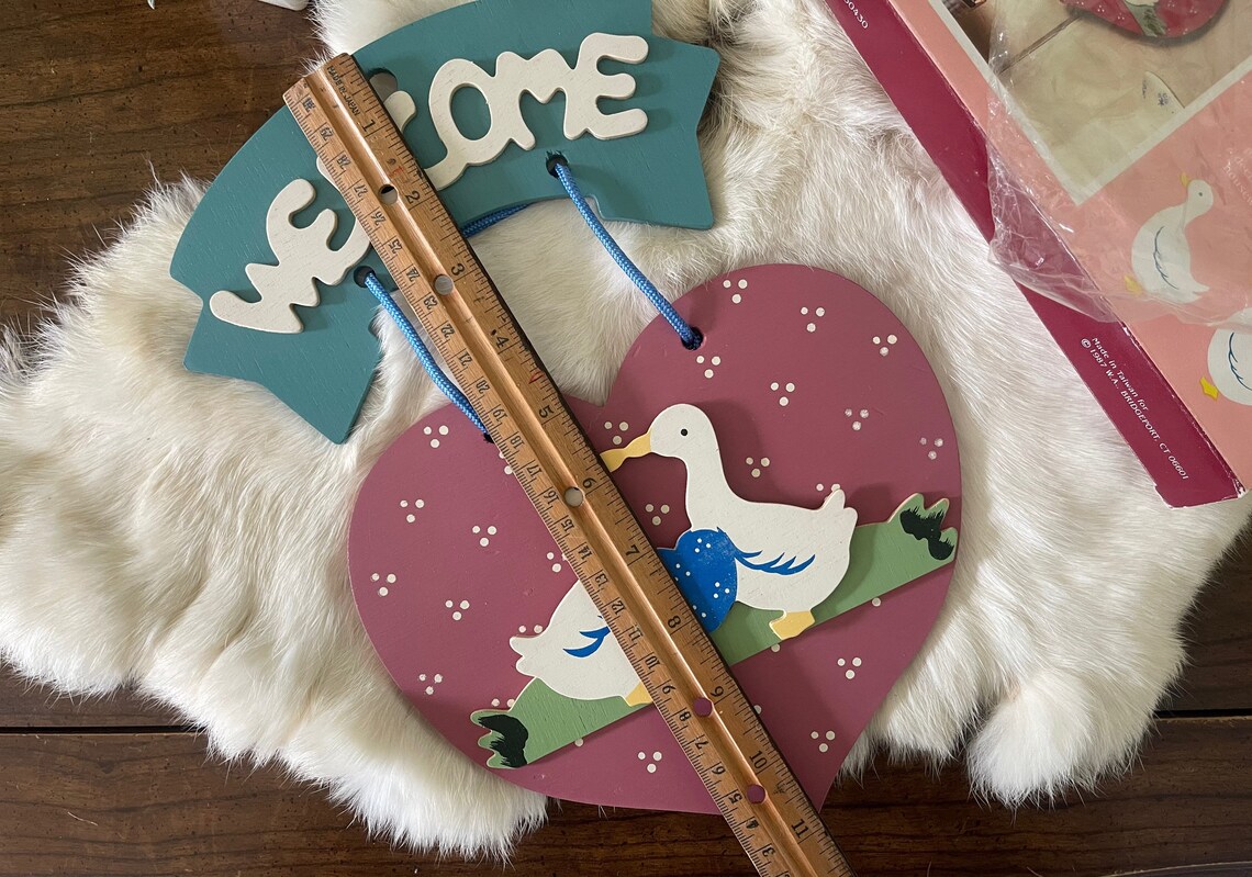 WELCOME Vintage Handcrafted Wooden Plaque Ducks In | Etsy