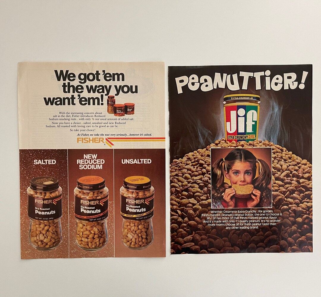 PEANUTS Jif Peanut Butter & Fisher Peanuts Authentic Original 1980s ...