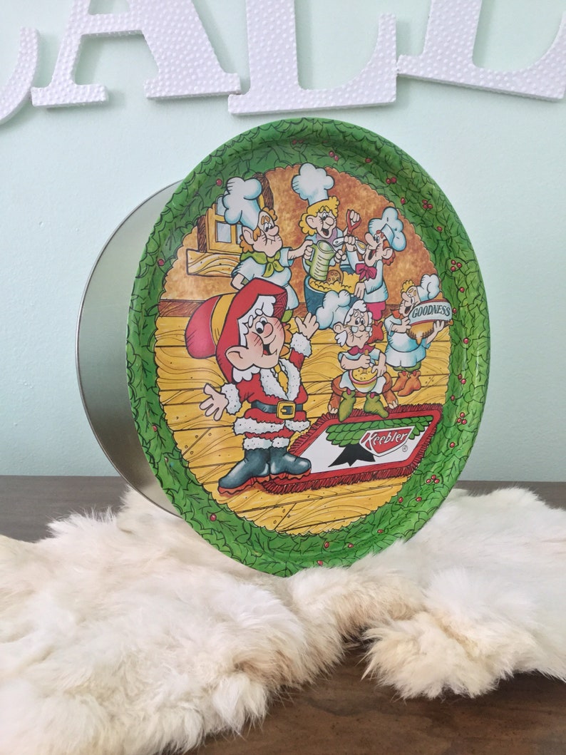 KEEBLER ELVES Vintage Christmas Collectible Tin - Storage and Tray Top ...