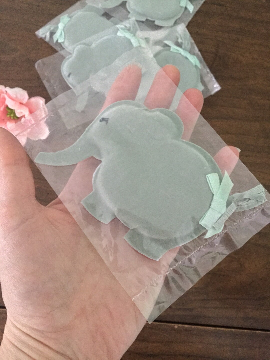 9 X FLOCKED ELEPHANTS Vintage Craft Shapes Party Favors new in Package ...