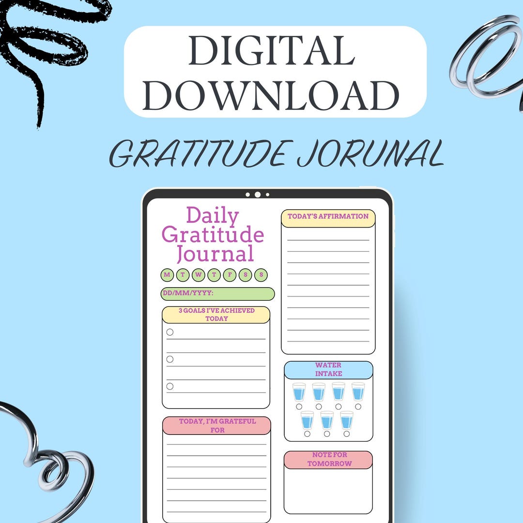 Daily Gratitude Journal Printable - Mental Health Tracker - Printable ...