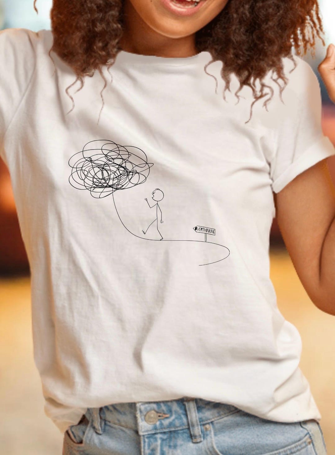 Minimalist Stick Figure Overthinking PNG | Print on Demand Design ...