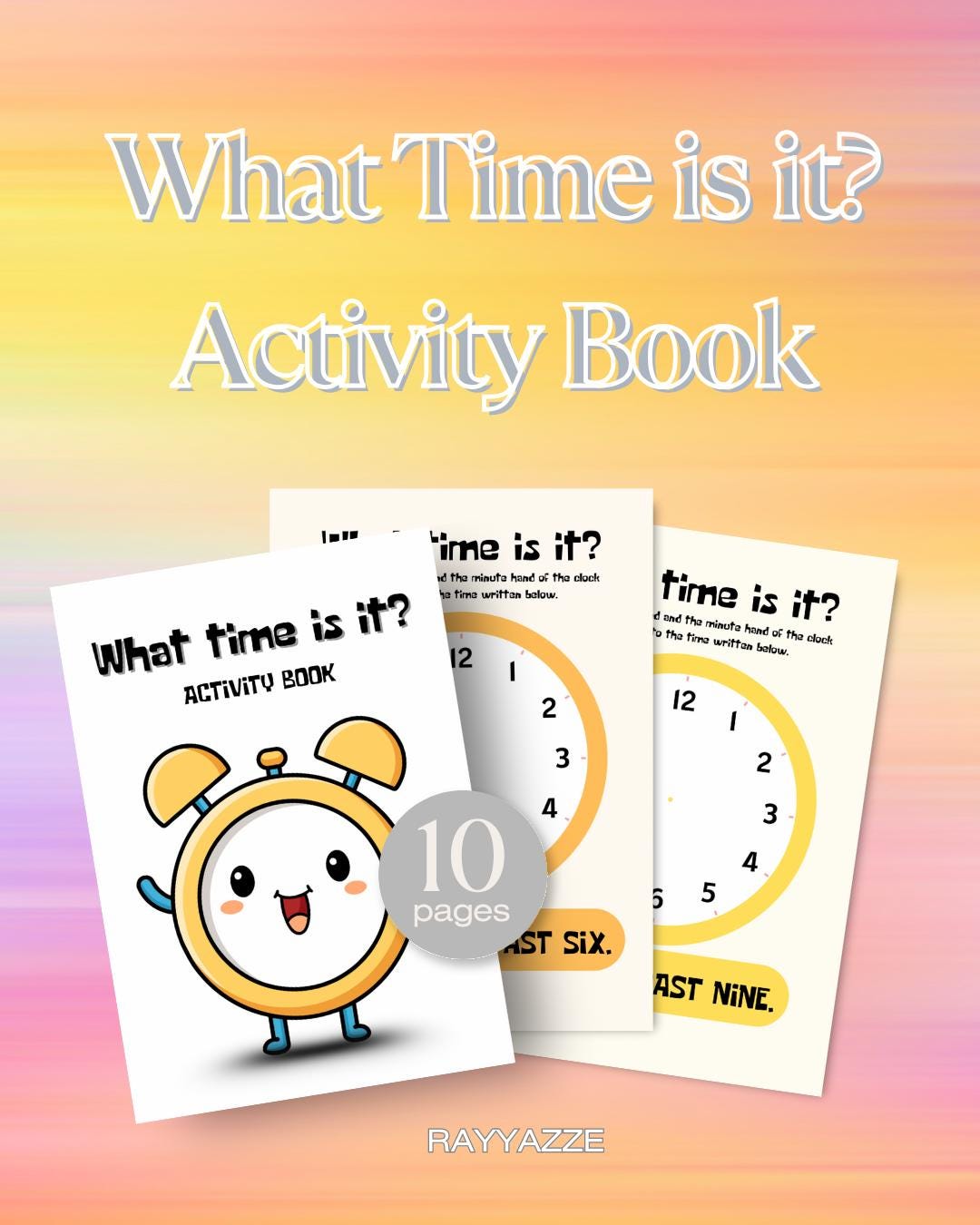 Learn to Tell Time! | Fun Clock Activity Book for Kids | 10 Pages PDF ...