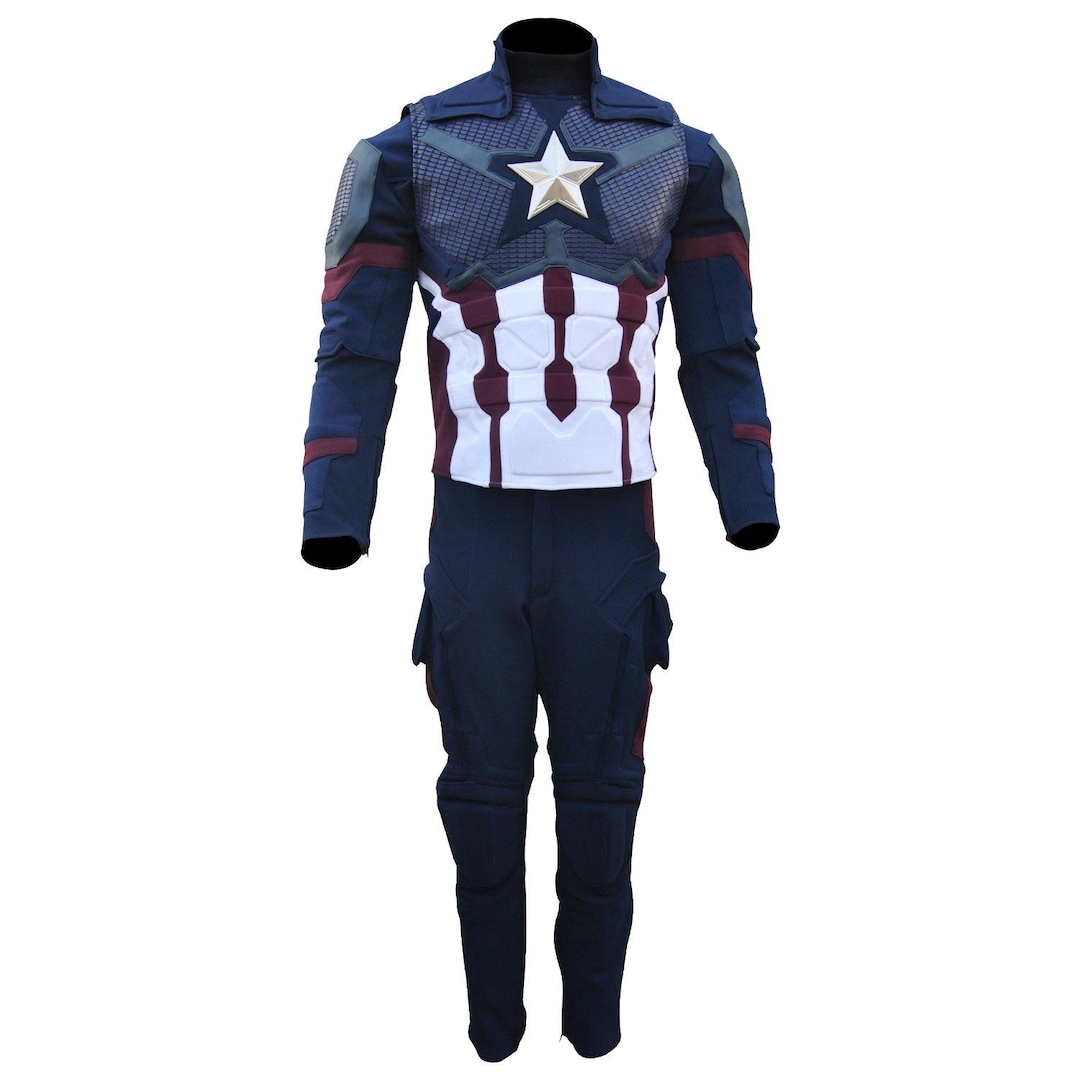 Captain America Steve Rogers Avengers 4 Endgame Stretch Fabric Costume ...