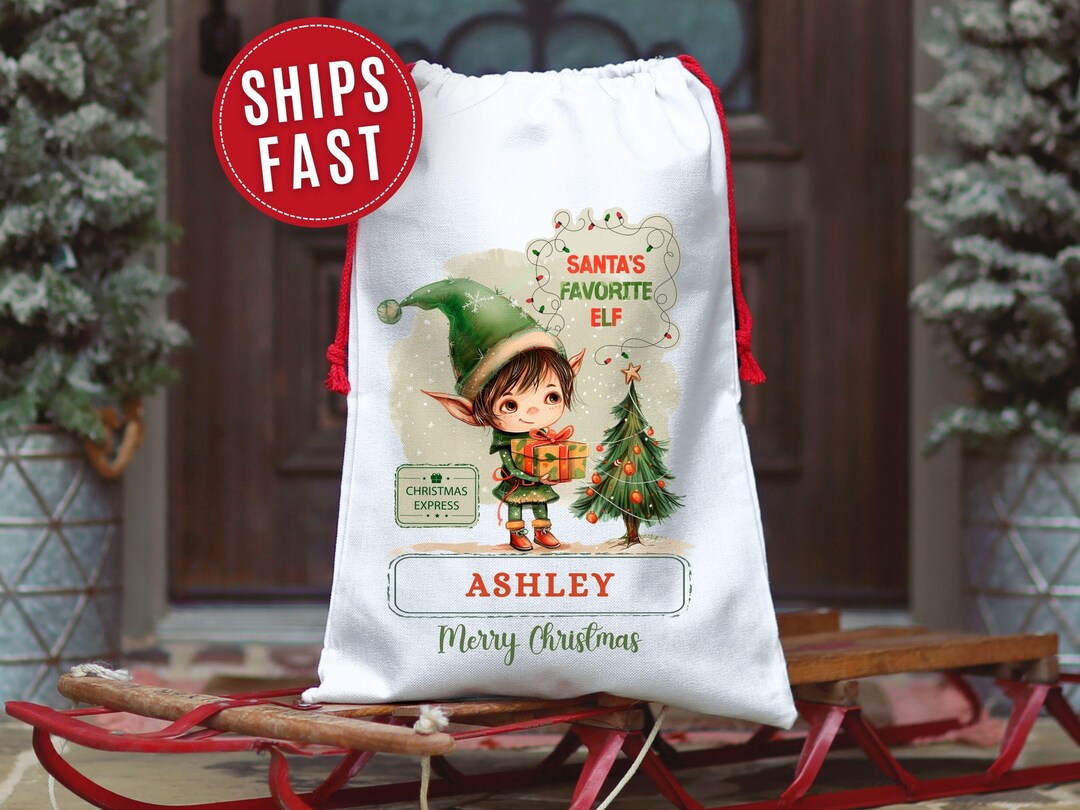 Merry Christmas Sack Elf Bag, Custom Merry Christmas Elf Santa Bag for ...