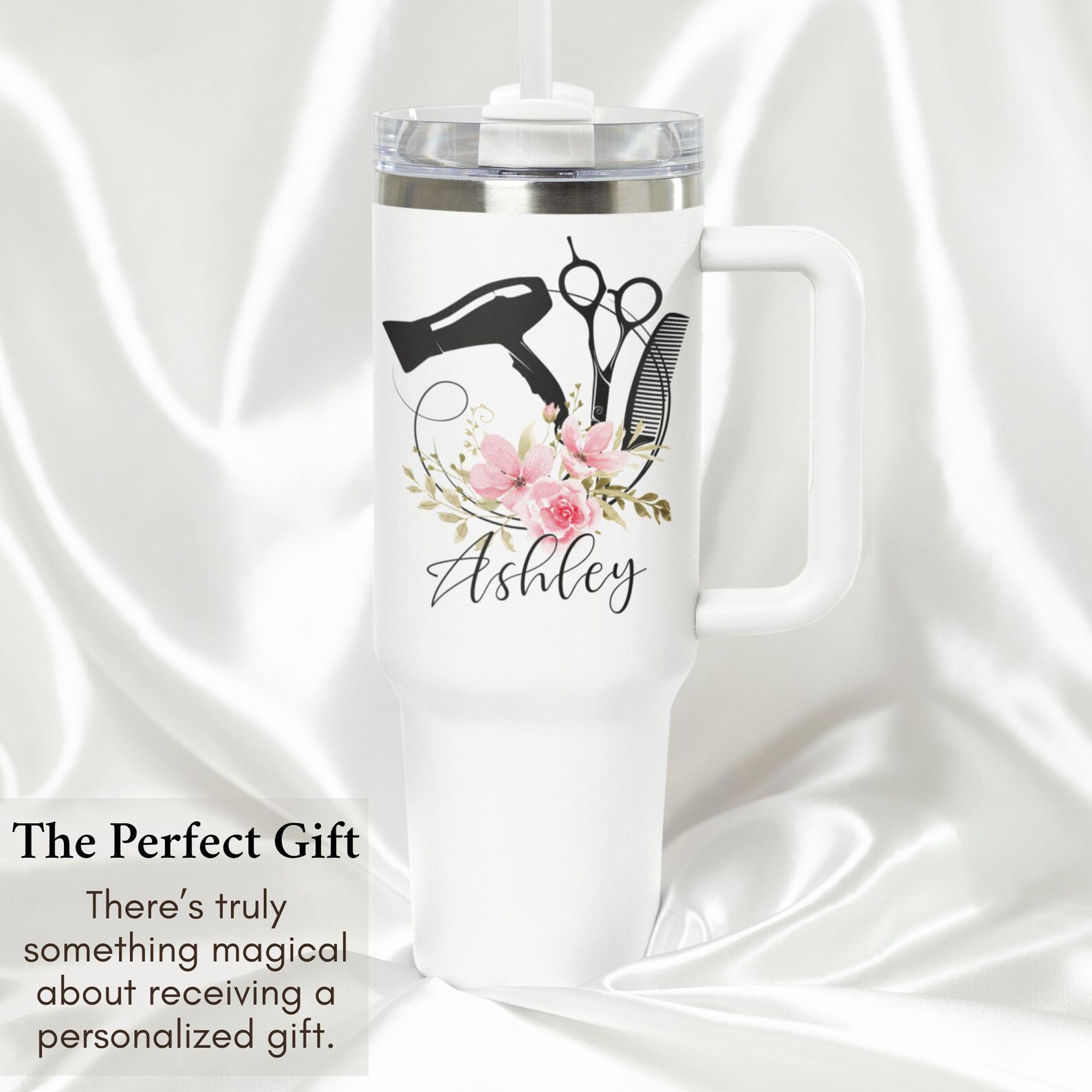 Personalized Hair Stylist 40 Oz. Tumbler With Handle and Straw Lid ...