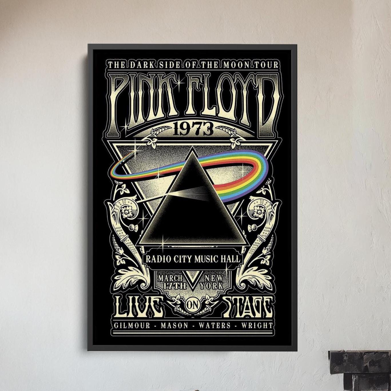 Pink Floyd Concert Framed Canvas Wall Art – Vintage Rock Music Decor ...