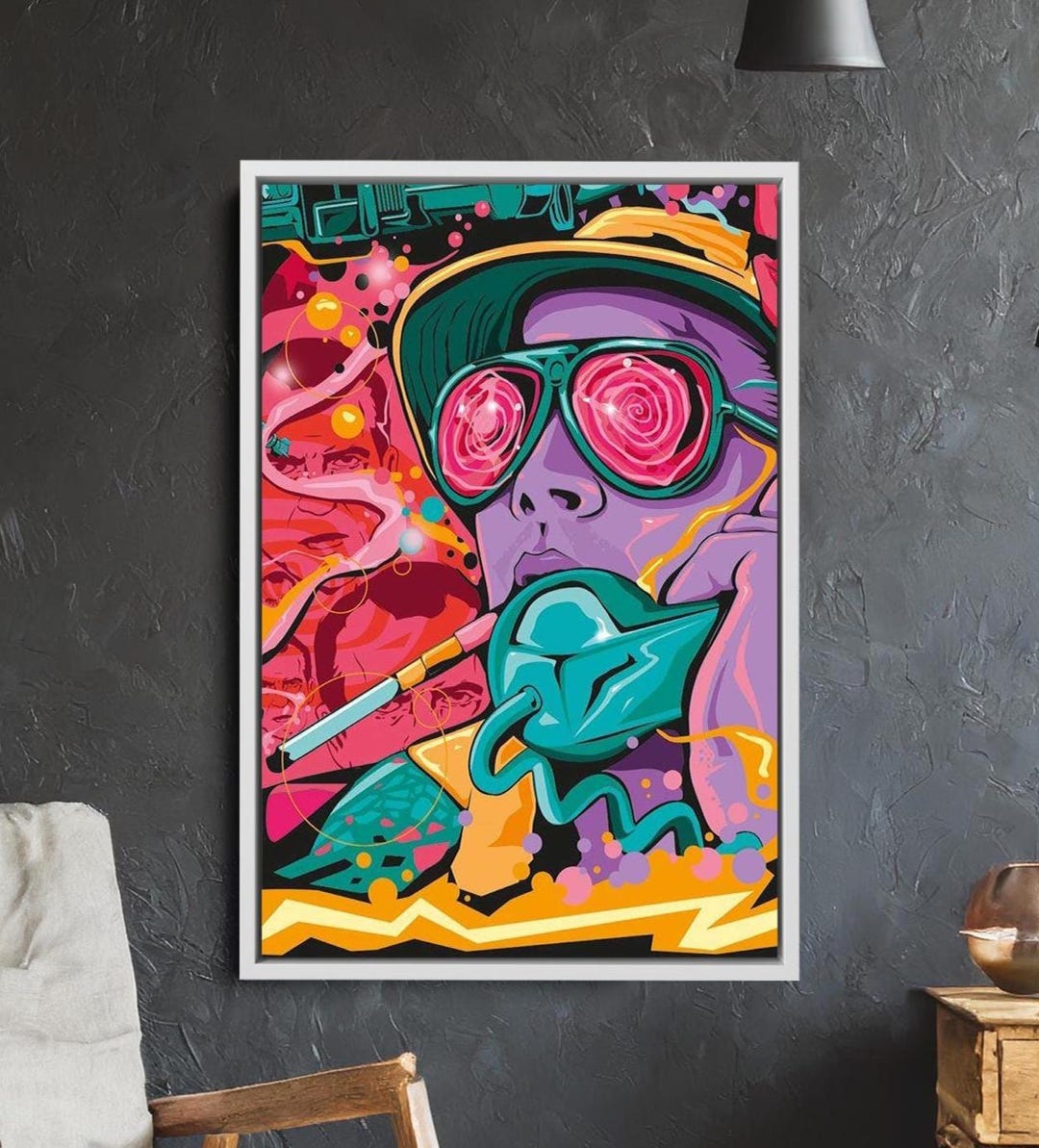 Psychedelic Smoke Man Pop Art Canvas Wall Art – Bold and Colorful Man ...