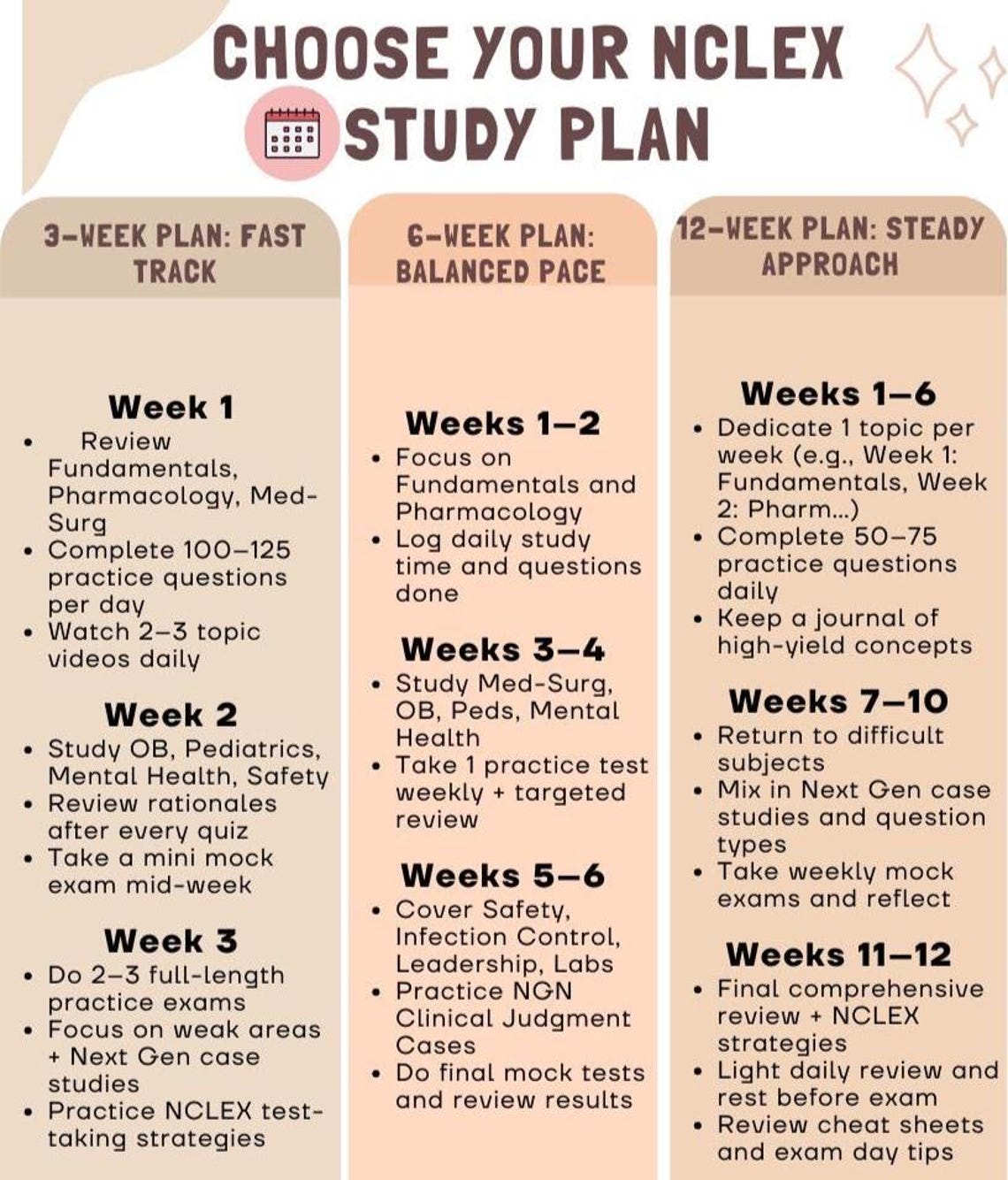 NCLEX Study Planner | 10-page Printable Nursing Student Study Guide | 3 ...