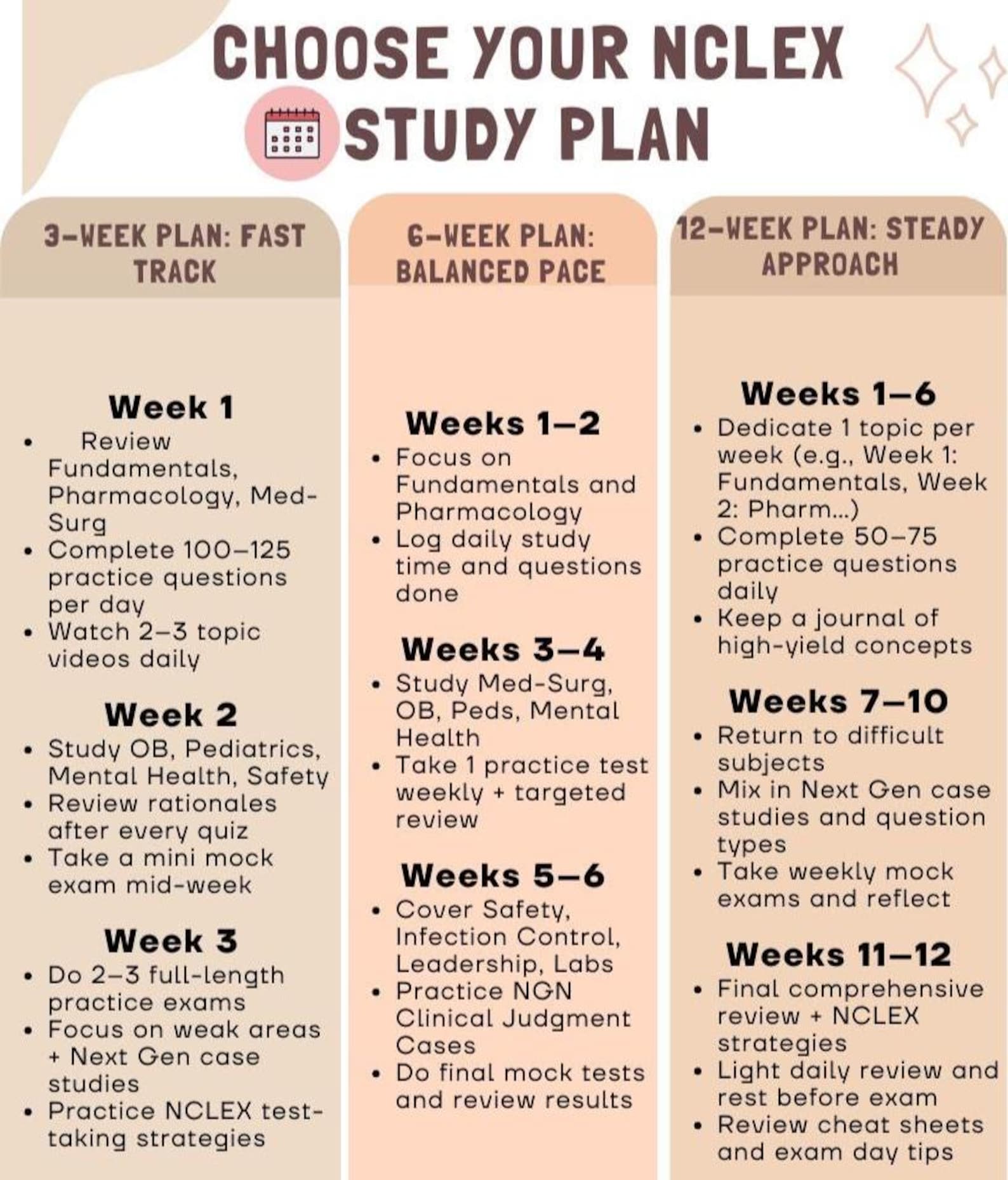 NCLEX Study Planner | 10-page Printable Nursing Student Study Guide | 3 ...