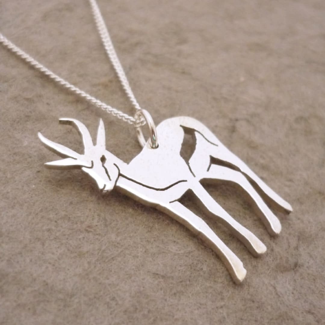Sterling Silver African Springbok Pendant on Chain - Etsy