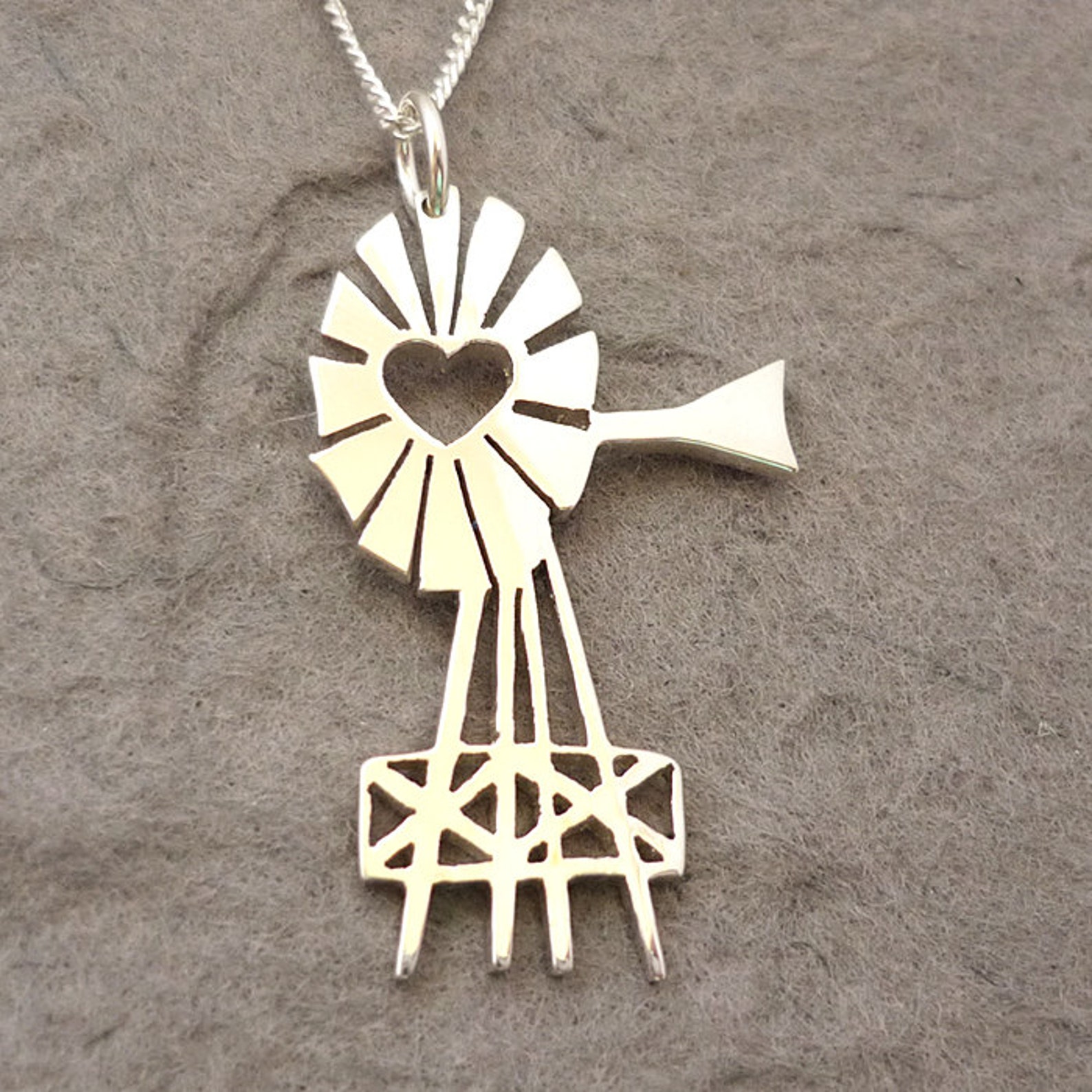 Windmill Sterling Silver Handmade Pendant - Etsy