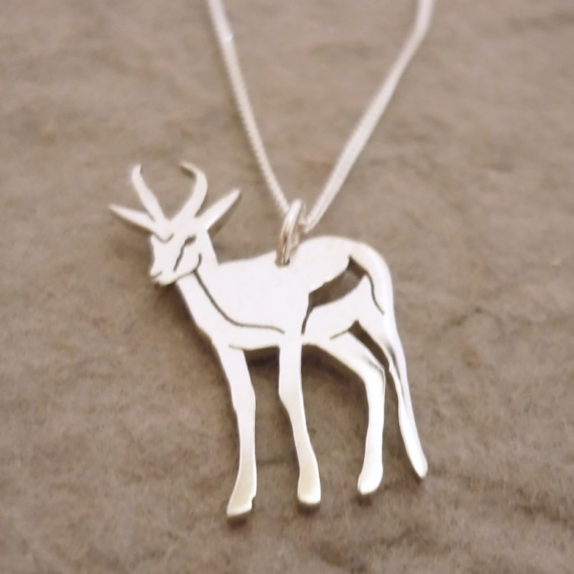 Sterling Silver African Springbok Pendant on Chain - Etsy