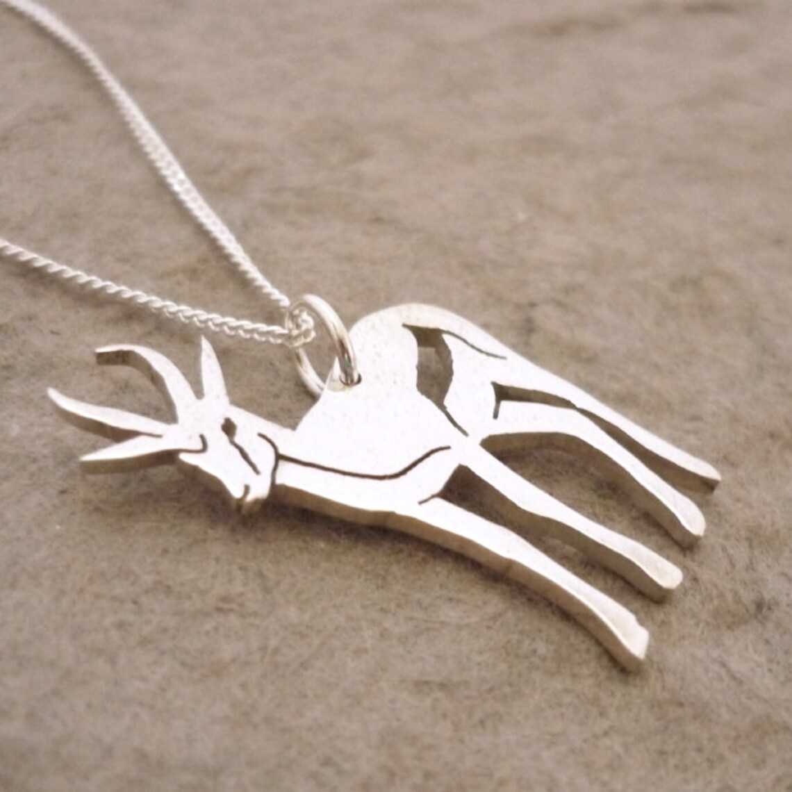 Sterling Silver African Springbok Pendant on Chain - Etsy