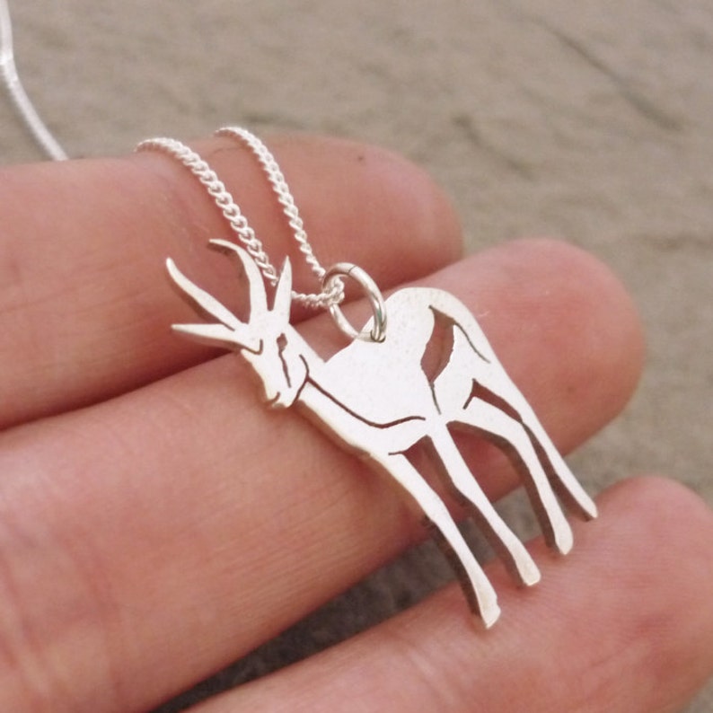 Sterling Silver African Springbok Pendant on Chain - Etsy