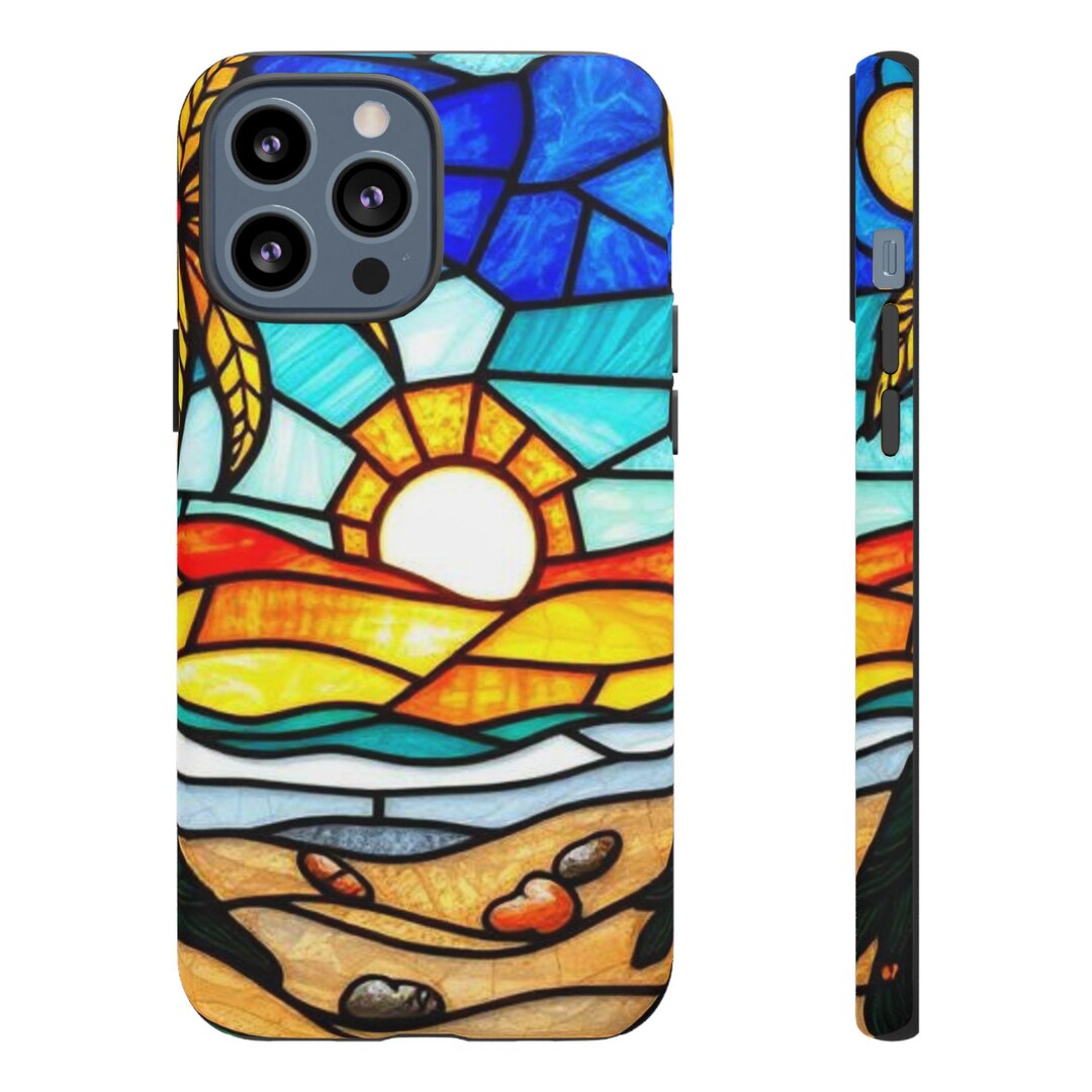 Stained Glass Beach Sunset Phone Case, Durable Tough Case for Iphone ...