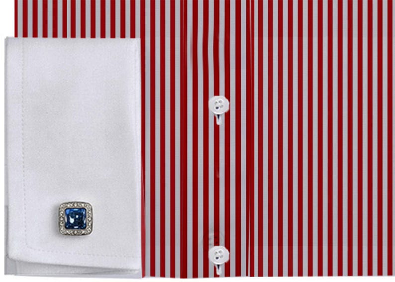 Rot gestreiftes Herrenhemd mit Pin-Kragen, weiße Kontrastmanschetten ...