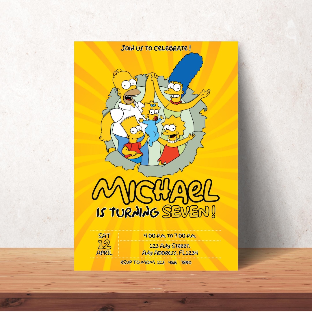 The Simpsons Birthday Invitation | Editable Party Invite | Digital ...