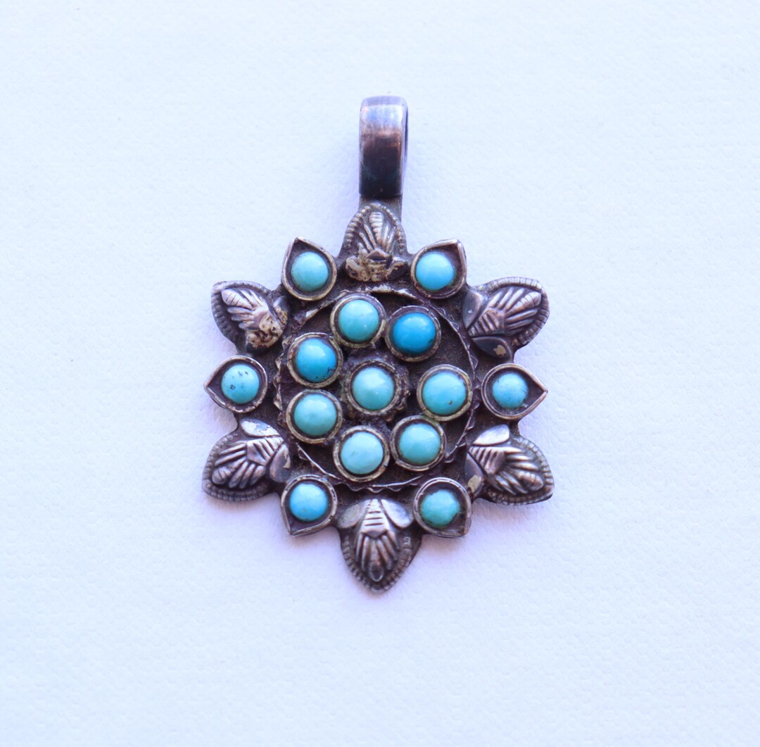 Native American Navajo Sterling Silver Pendant Turquoise - NO TARIFF - Etsy