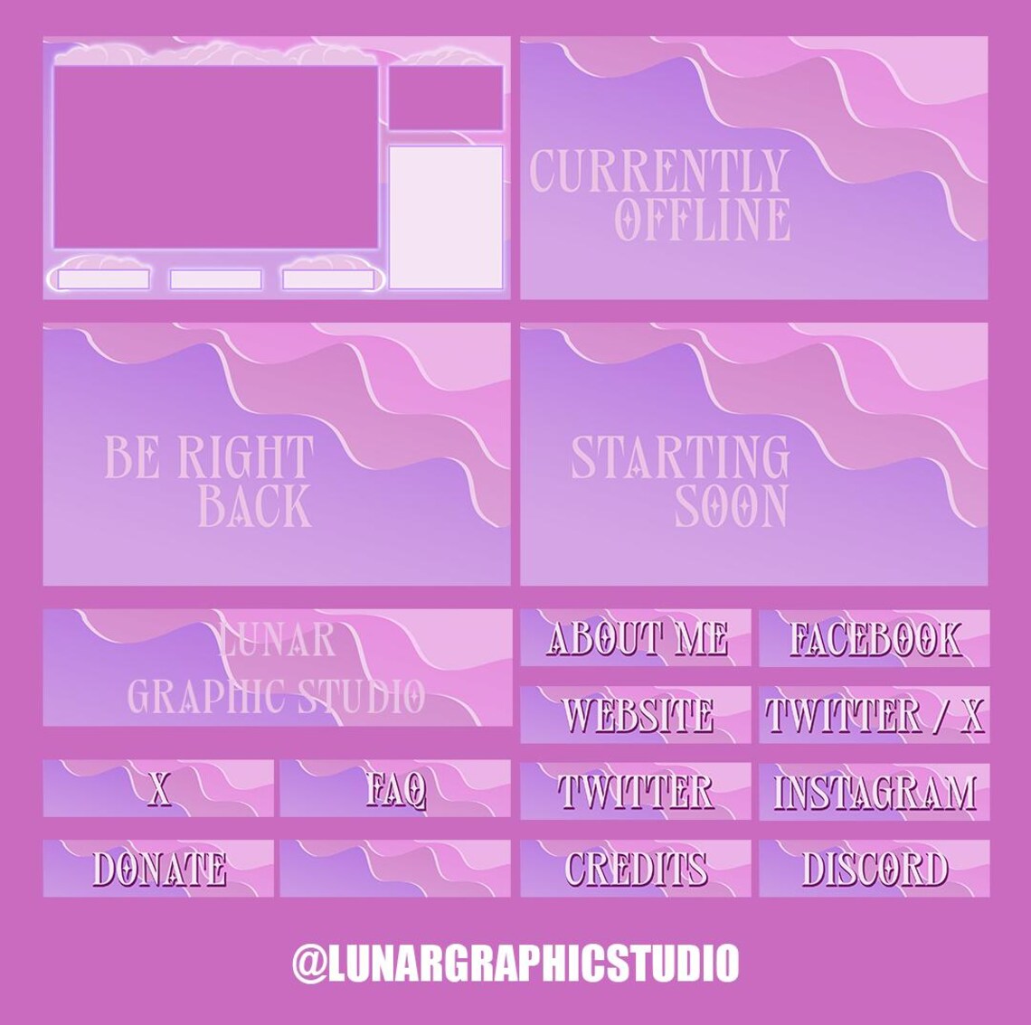 Cute Clouds Pastel Layout for Girls, Overlay for Streamers, Livestream ...
