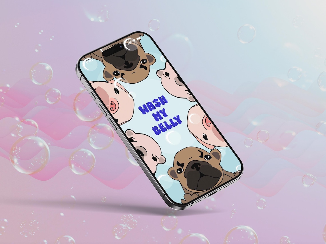 Funny Pibble Meme Phone Wallpaper: "wash My Belly" Dog Art (digital ...