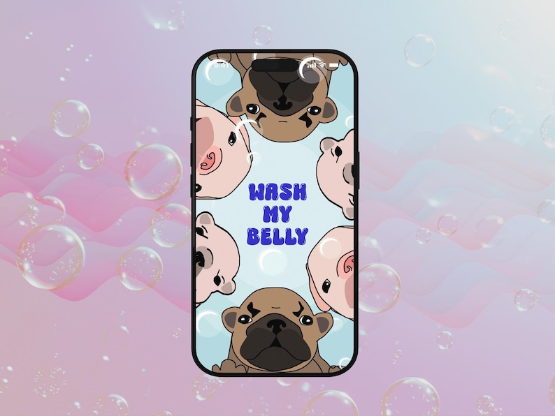 Funny Pibble Meme Phone Wallpaper: "wash My Belly" Dog Art (digital ...