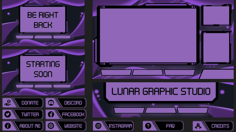 Purple Livestream Layout, Overlay for Twitch, Layout for Streamers ...