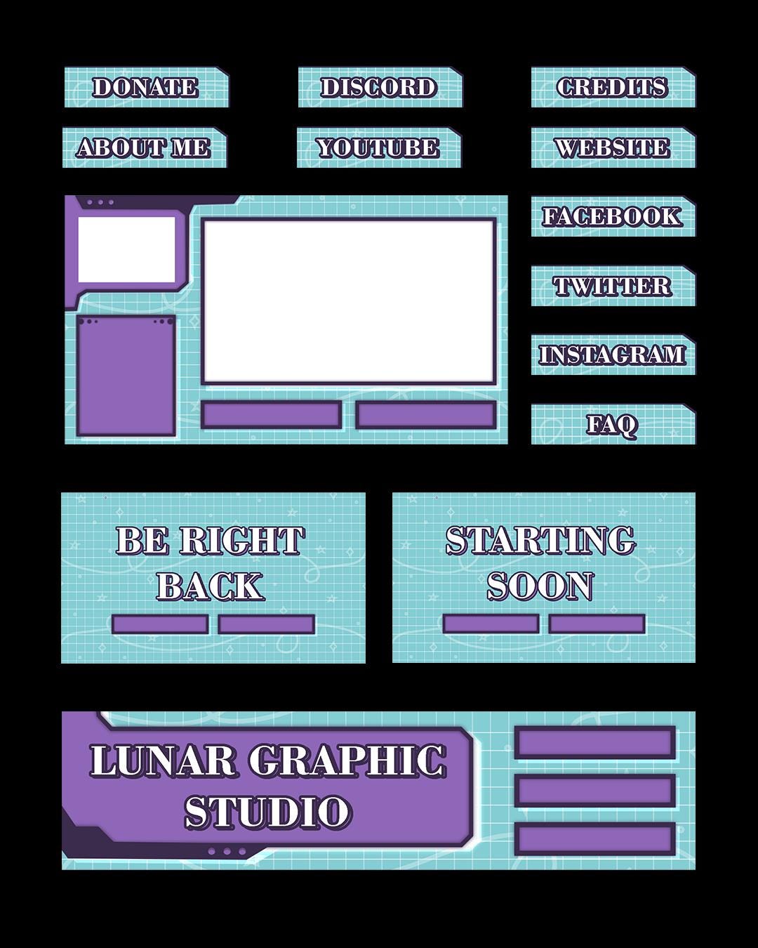 Cute Anime School Stream Layout, Overlay for Streamers, Baby Blue ...