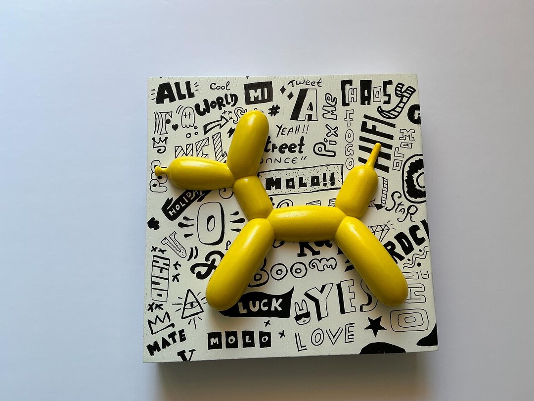 Resin Balloon Dog Art, Doodle Style Pop Art Decor, Aesthetic Decor for ...