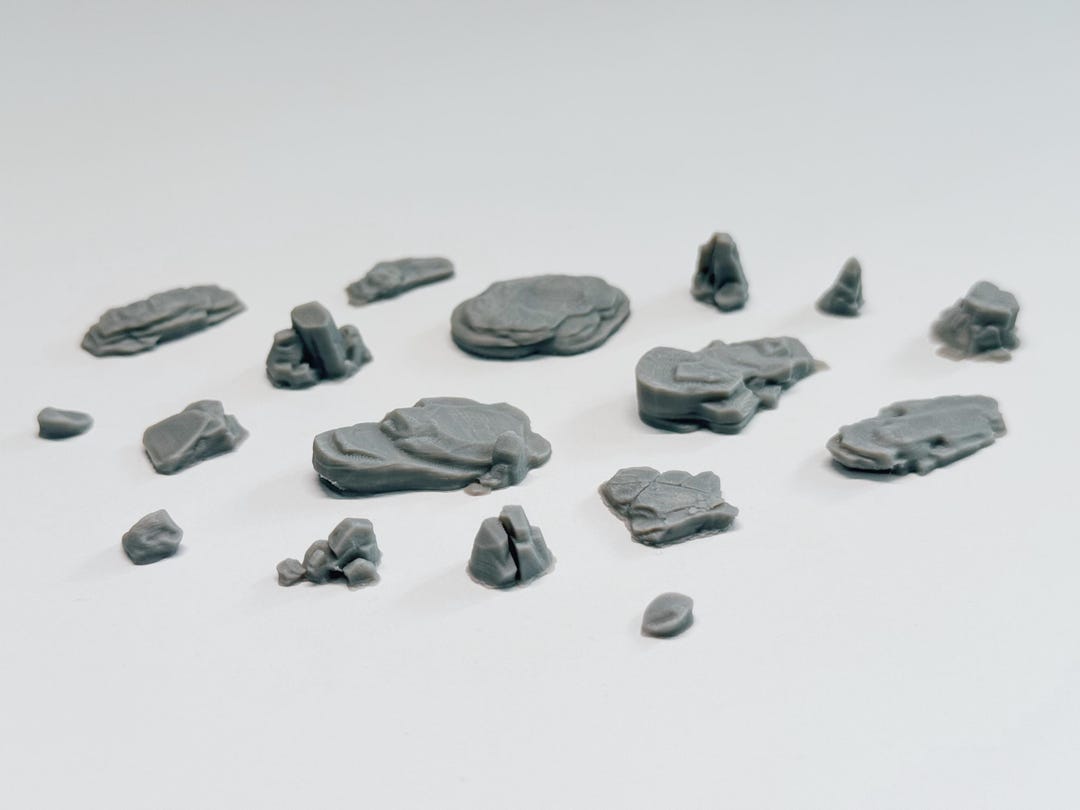 3D Printed Rocky Base Set: Wargame Terrain, Tabletop RPG Miniatures ...