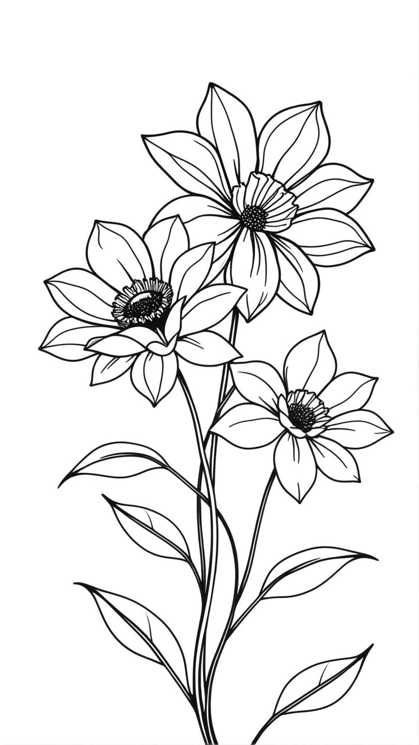Floral Outline Art: Elegant Botanical Wall Decor (digital Download) - Etsy