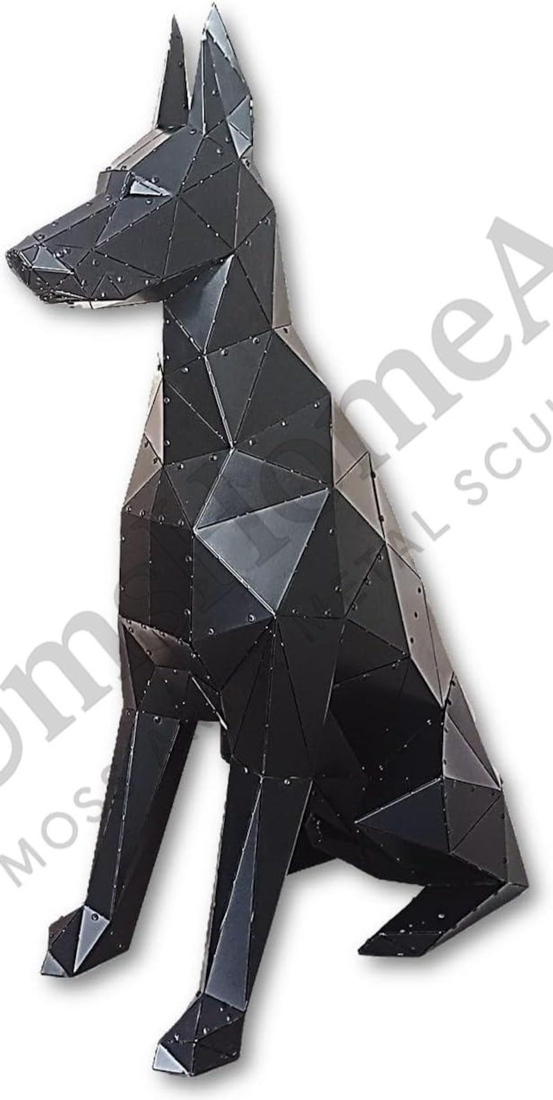 3D Metal Doberman Sculpture, Geometric Sitting Dog Decor for Home ...