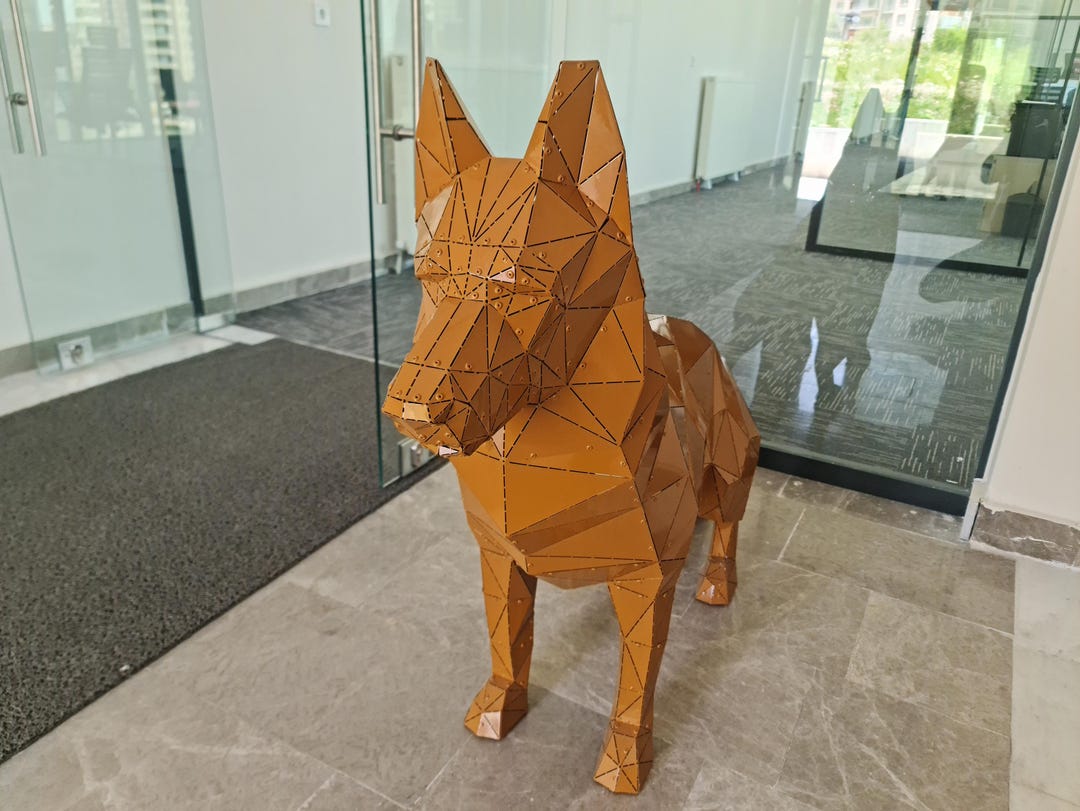 3D Metal German Shepherd Dog Sculpture, Geometric Large Statue, Modern ...
