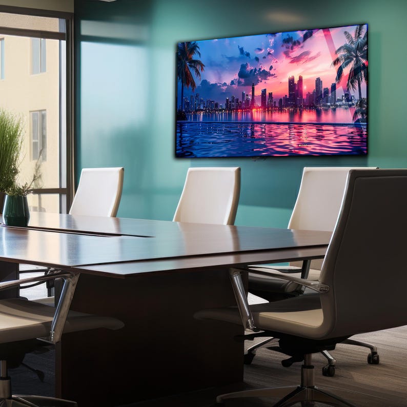 Miami City Images Tempered Glass All Art , Extra Large Glass Wall Art ...
