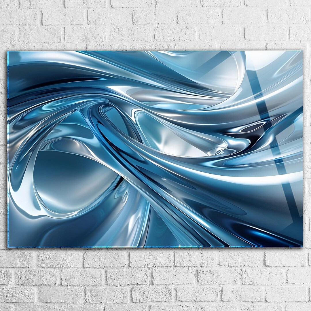 Blue Abstracttempered Glass Wall Art Extra Large Glass Wall Art, Glass ...