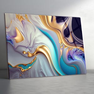 Colorful Tempered Glass All Art Abstract Extra Large Glass Wall Art ...