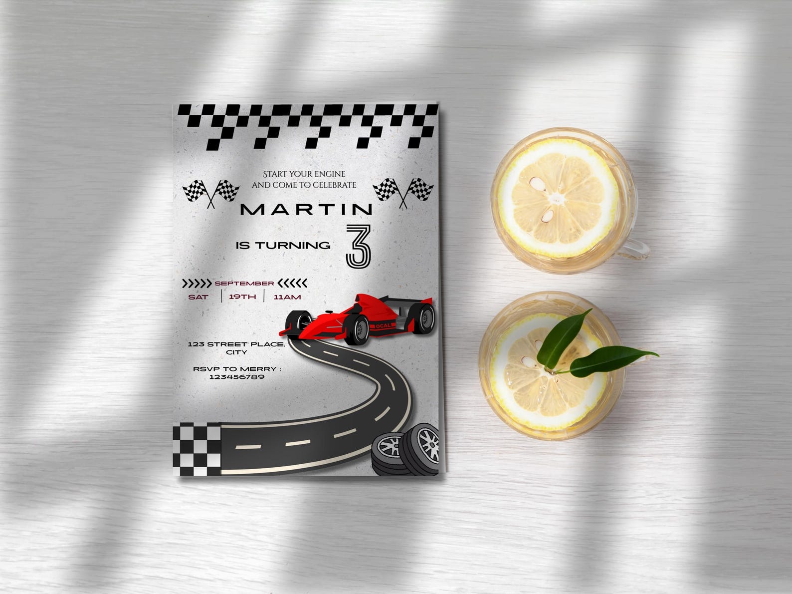 Formula One Car Race Birthday Invitation Card | Formula 1 Birthday ...