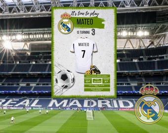 Real Madrid Birthday Invitation | Editable Canva Template | Printable ...